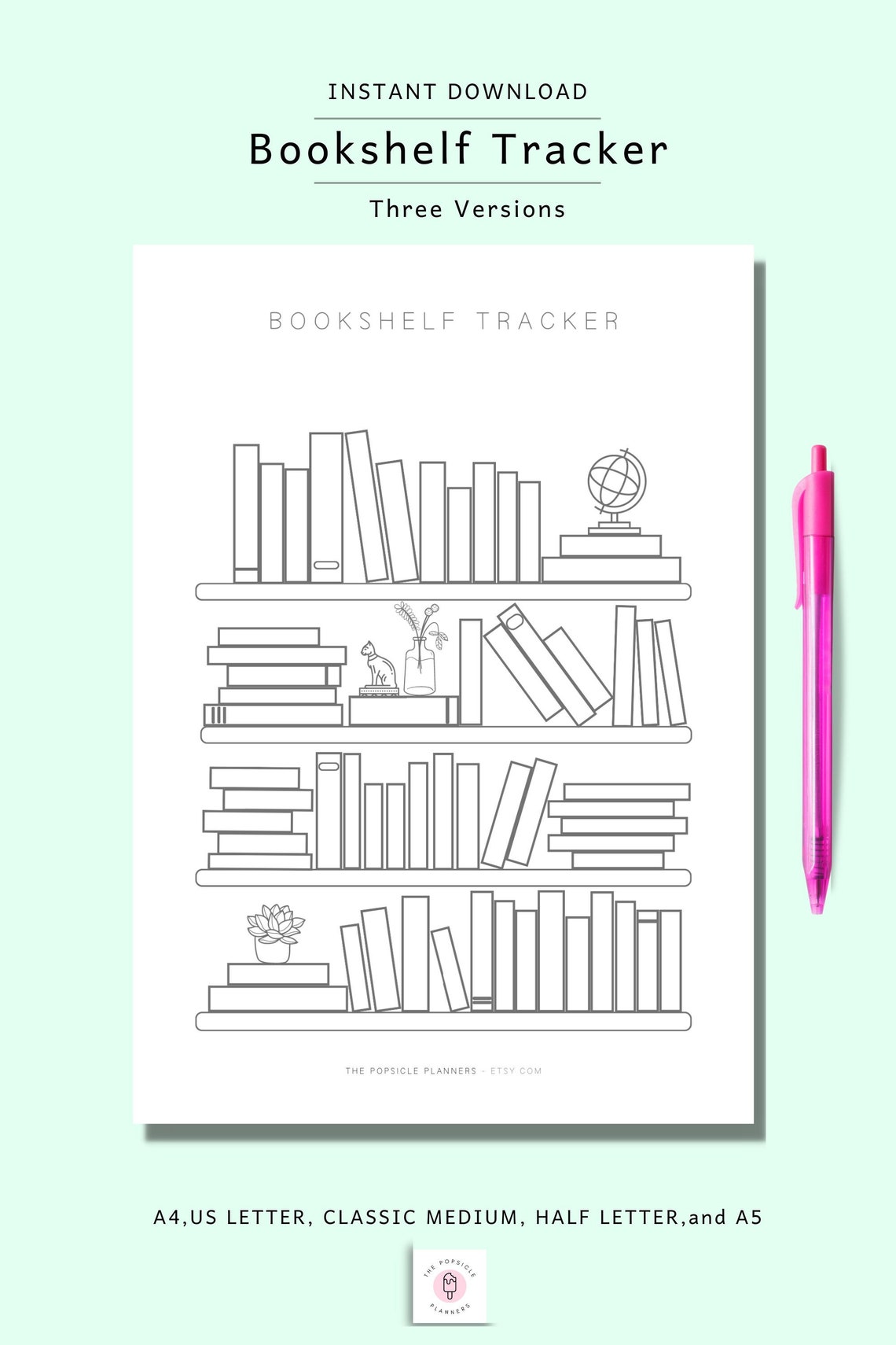 Bookshelf, Book Tracker, Printable Template, Books to Read, Book ...