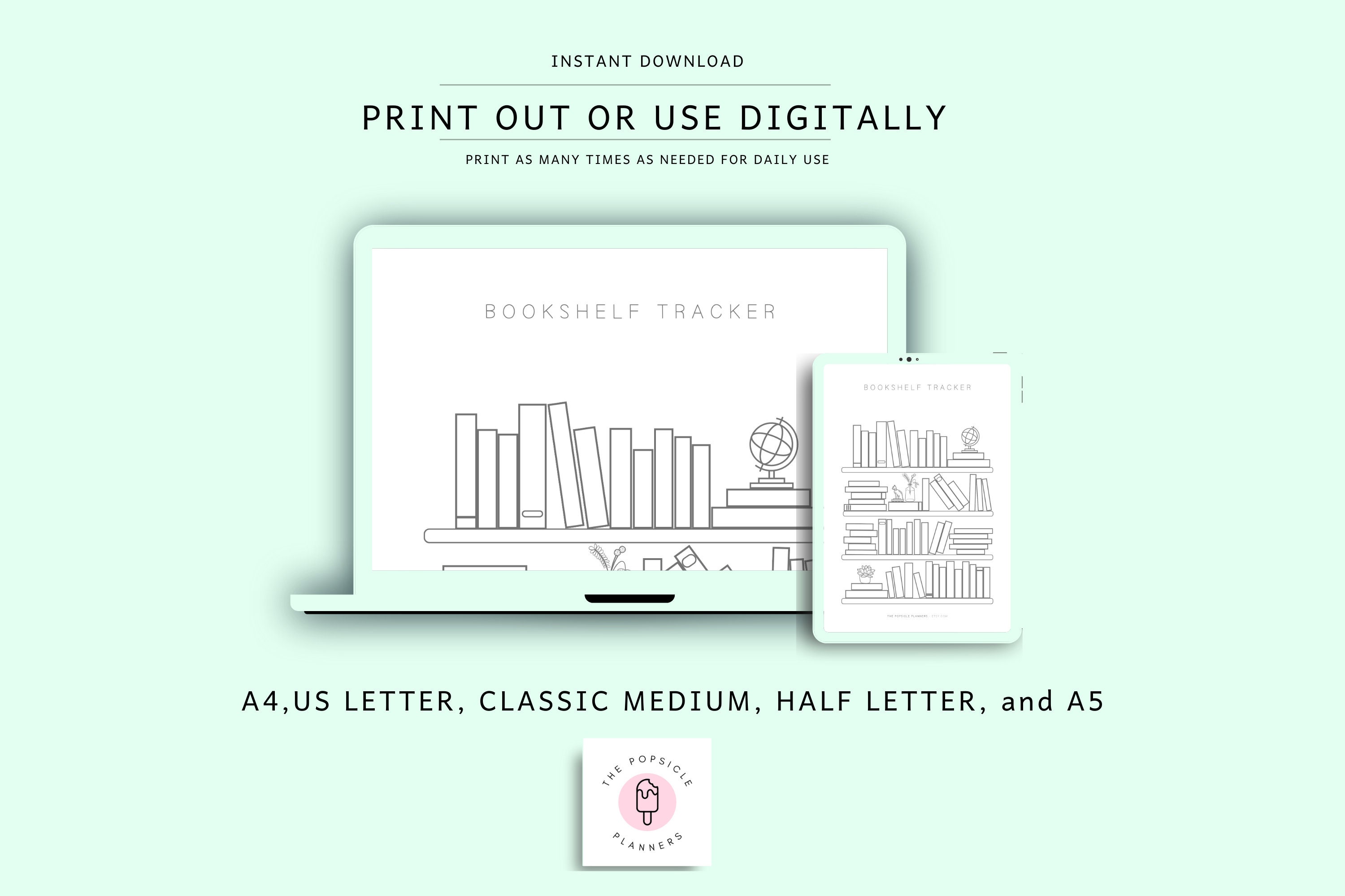 Bookshelf, Book Tracker, Printable Template, Books to Read, Book ...