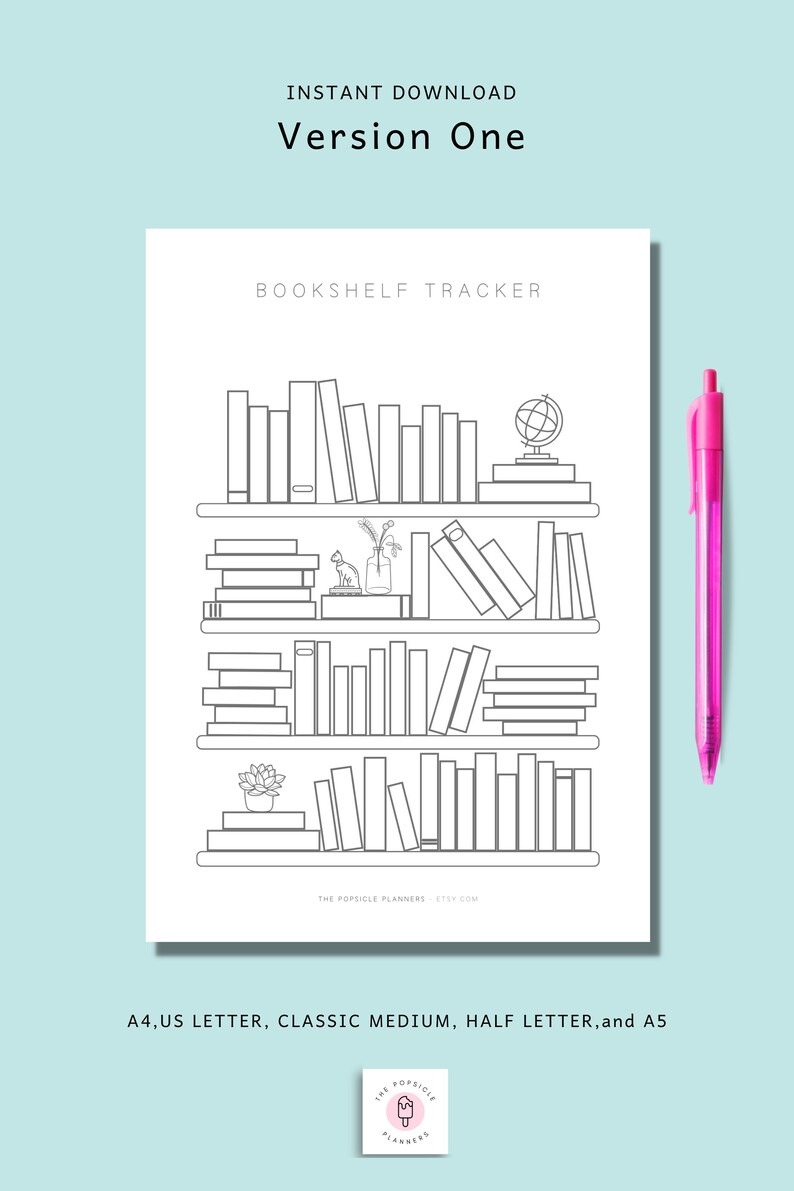 Bookshelf Book Tracker Printable Template Books to Read - Etsy