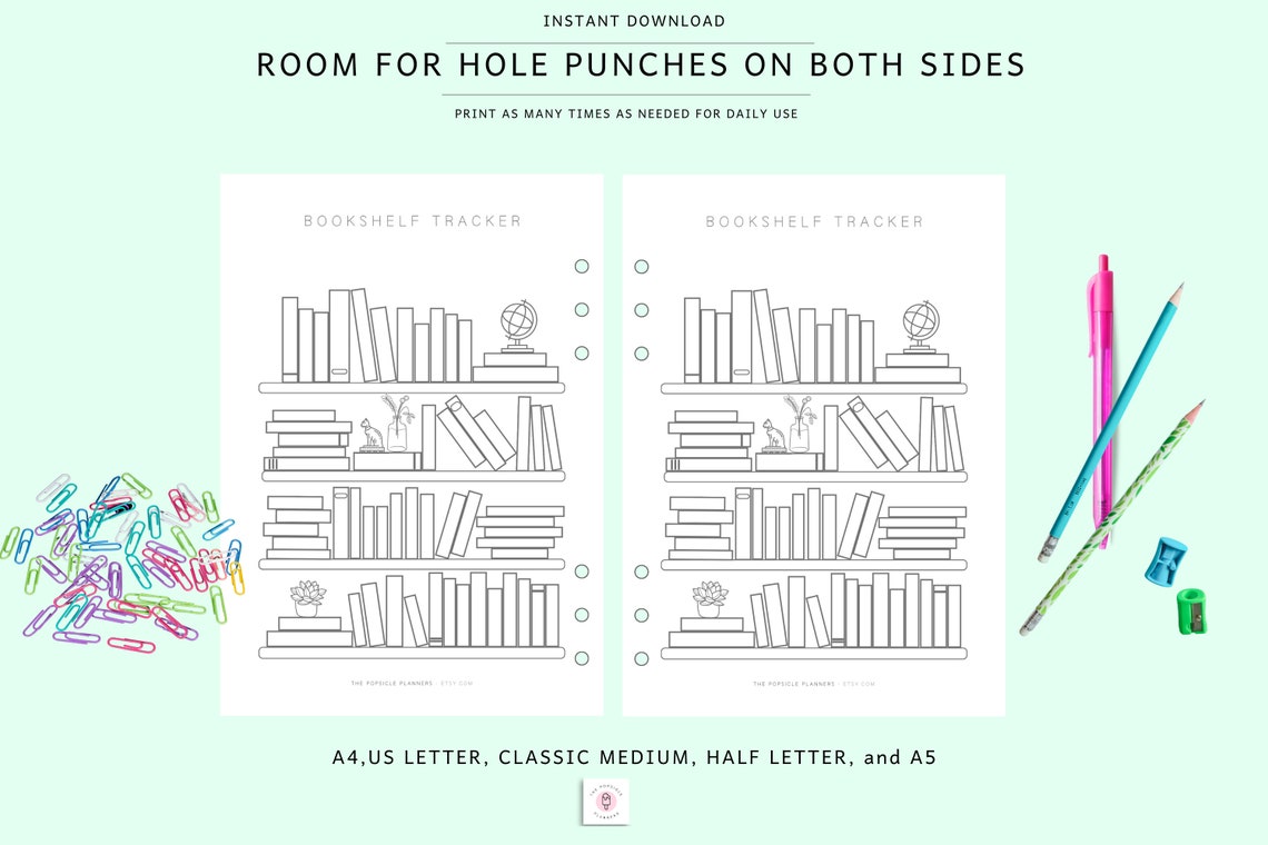 Bookshelf, Book Tracker, Printable Template, Books to Read, Book ...
