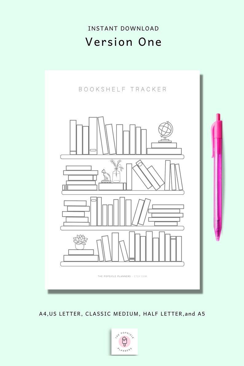 Bookshelf, Book Tracker, Printable Template, Books to Read, Book ...