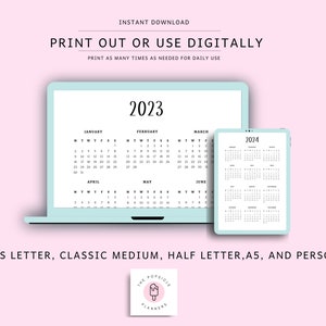 2023 2024 Year Calendar Printable, Yearly Calendar, Vertical, Monday ...