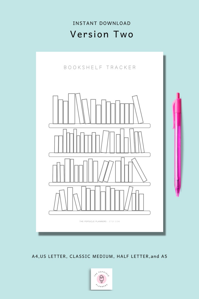 Bookshelf Book Tracker Printable Template Books to Read - Etsy