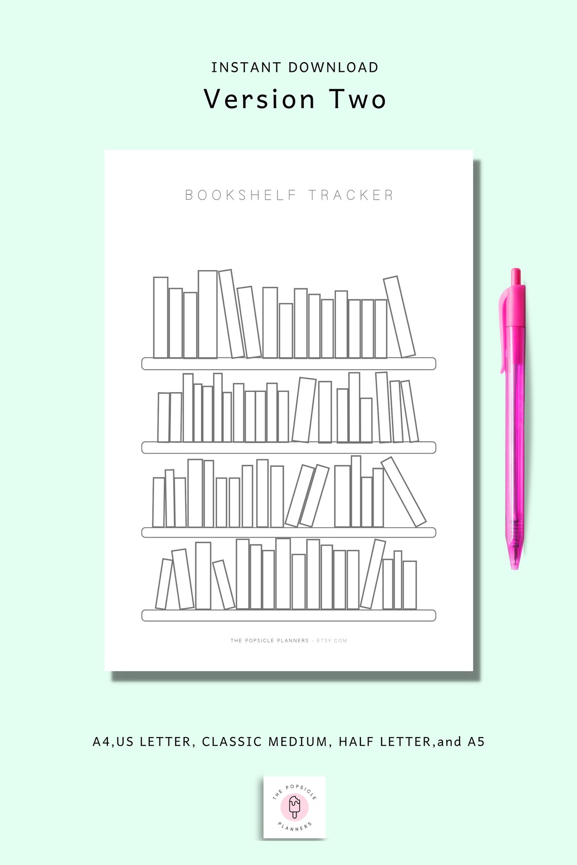 Bookshelf, Book Tracker, Printable Template, Books to Read, Book ...