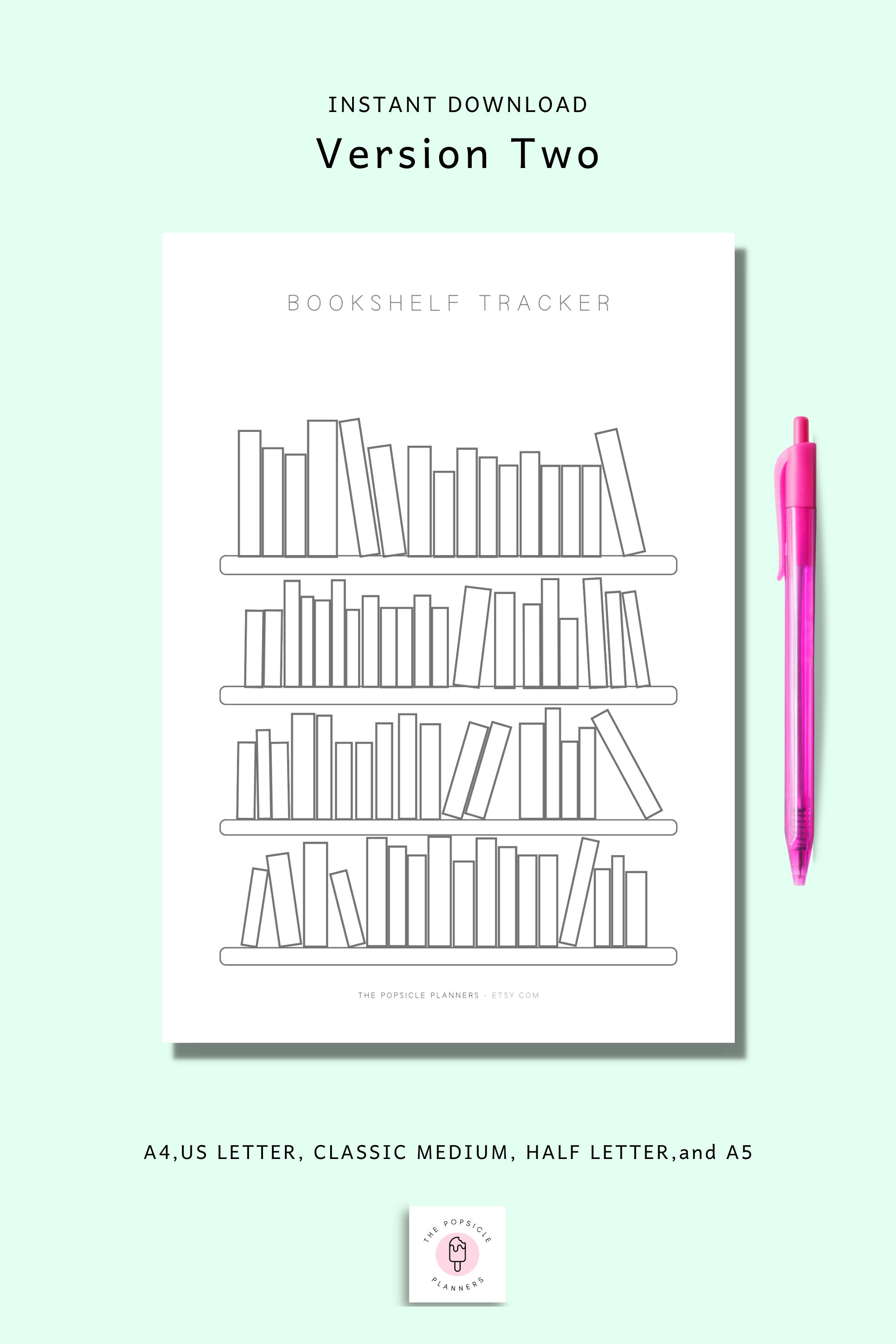 Bookshelf, Book Tracker, Printable Template, Books to Read, Book ...