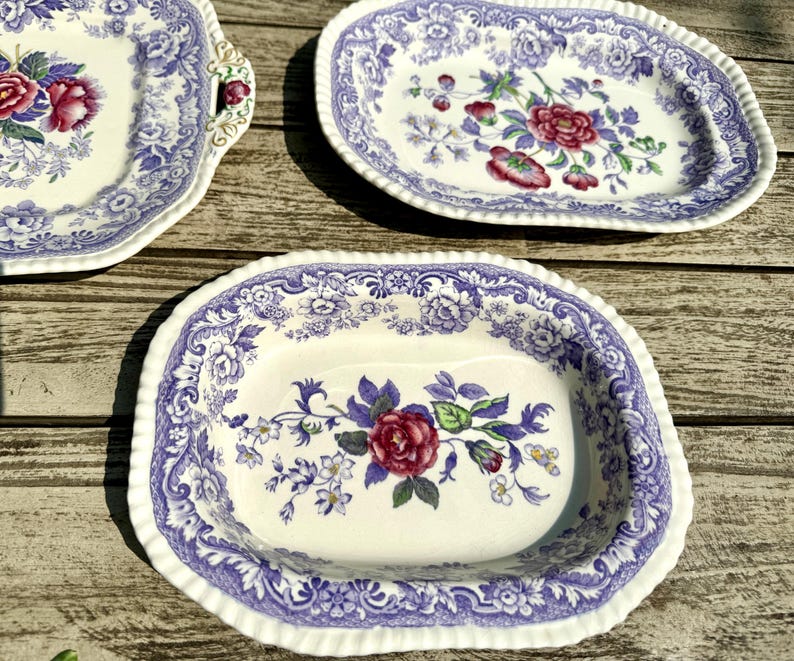Vintage | Spode Copeland Mayflower England China Purple Pattern China ...