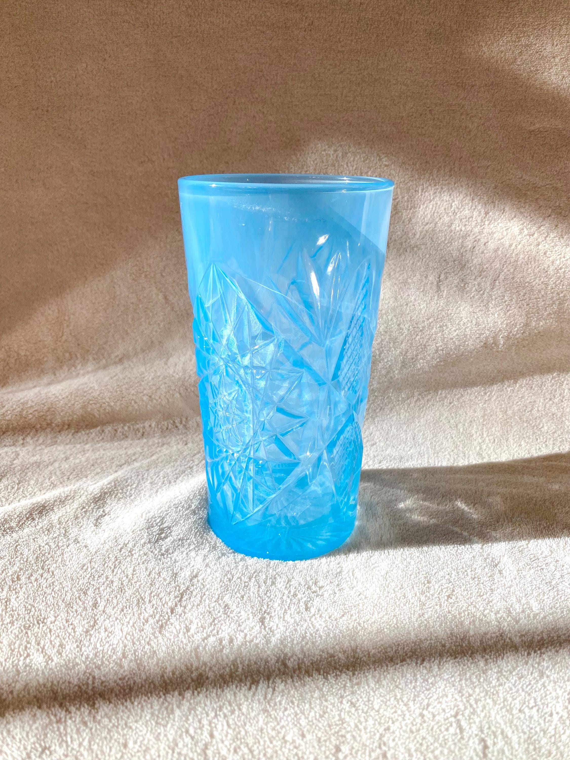 Vintage | Libbey Blue Faceted Water Glasses Colored Glassware | Set of ...