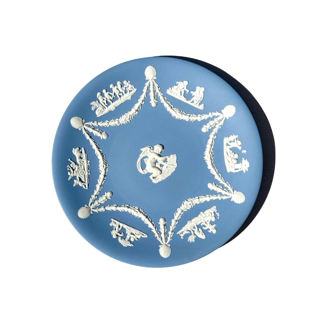 Vintage - Wedgwood Jasperware Blue & White Cake Plate Cherubs Shells ...