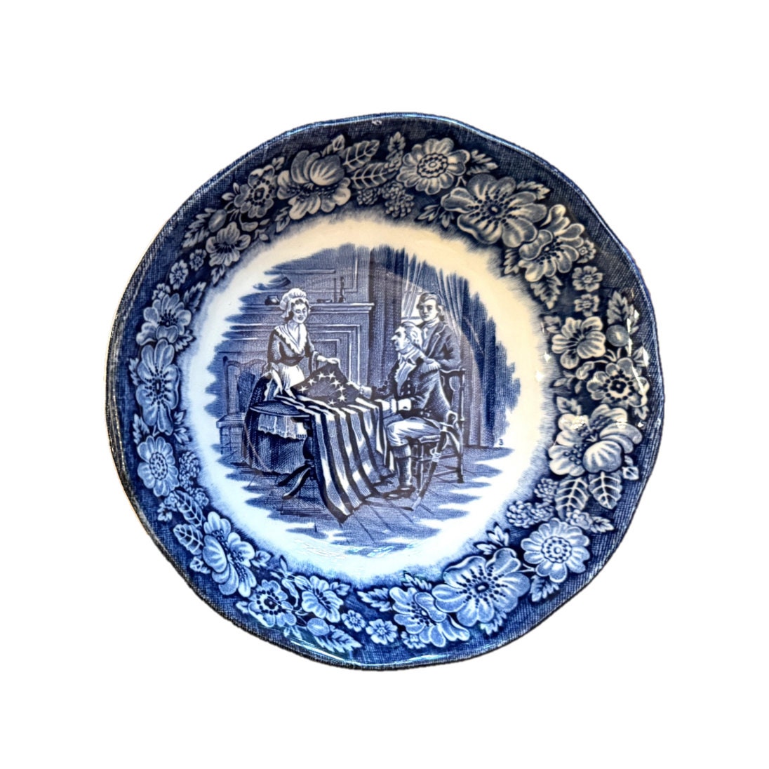 Vintage | Liberty Blue Historic Colonial Scenes Betsy Ross Berry Bowl ...