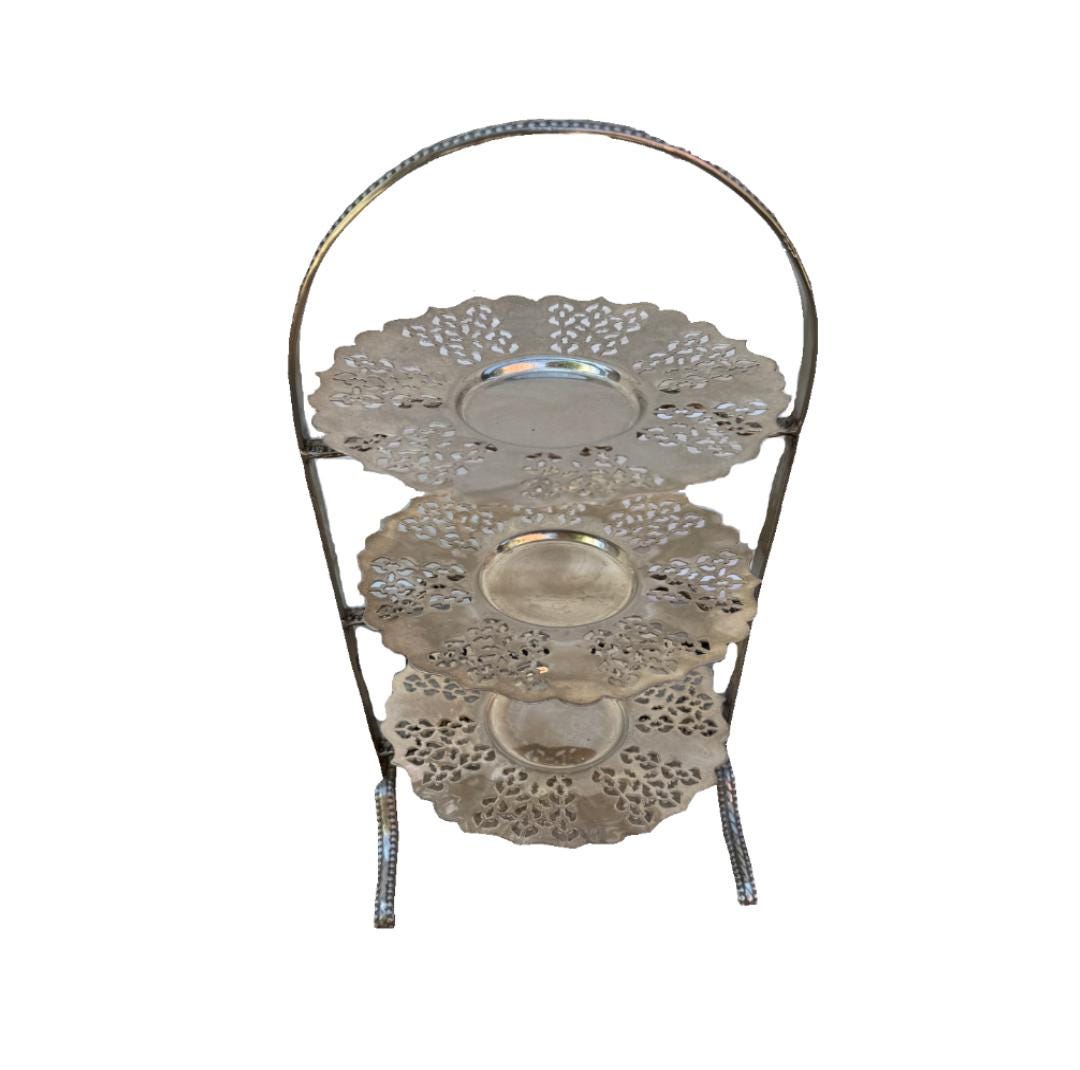 Vintage | Silverplate Tiered Petit Four Dessert Stand 3 Tier Scallop ...