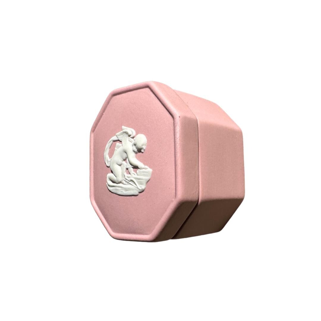 Vintage | Wedgwood Jasperware Pink Crouching Winged Cherub Lidded Ring ...