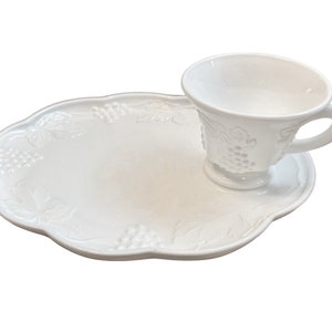 Vintage | Milk Glass Harvest Grape Pattern Snack/luncheon Plate & Cup ...