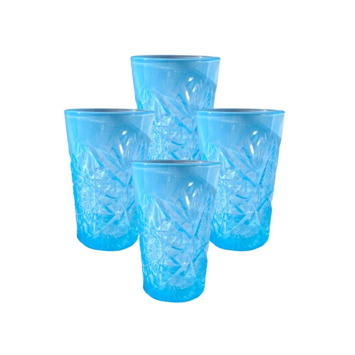 Vintage | Libbey Blue Faceted Water Glasses Colored Glassware | Set of ...