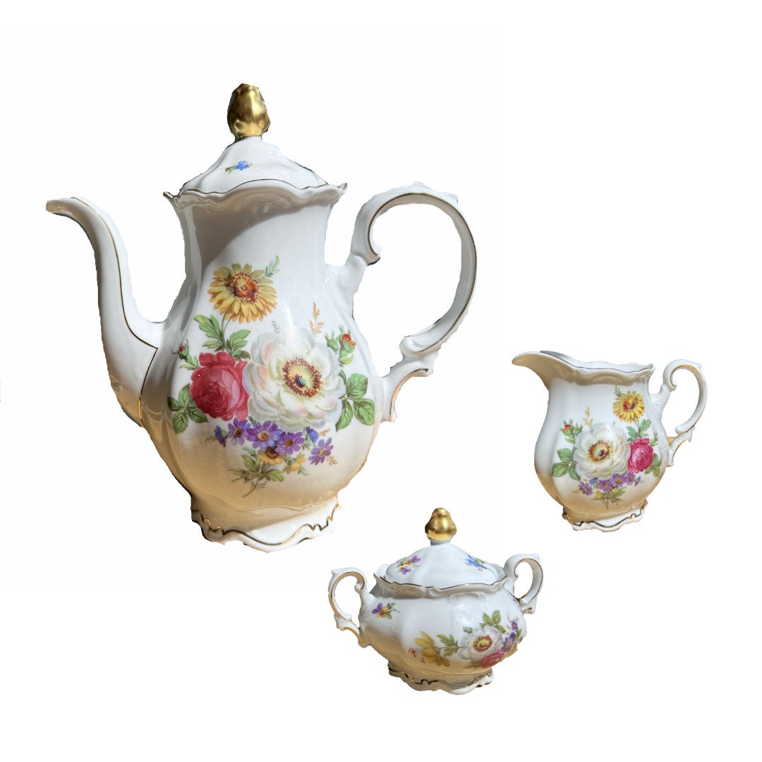 Mitterteich Bavaria Meissen Floral Germany China Coffee Service Set ...
