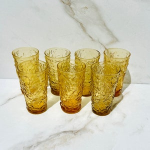 Vintage | 1970’s Anchor Hocking Crinkle Lido Water Glasses Amber Honey ...
