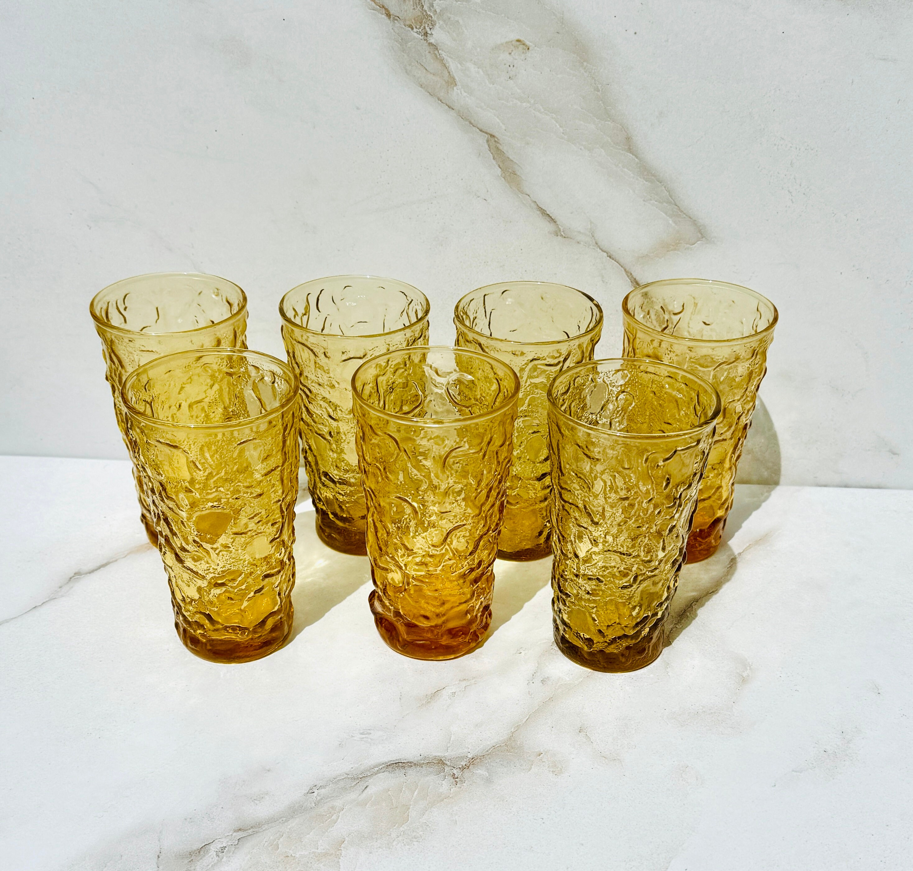 Vintage | 1970’s Anchor Hocking Crinkle Lido Water Glasses Amber Honey ...