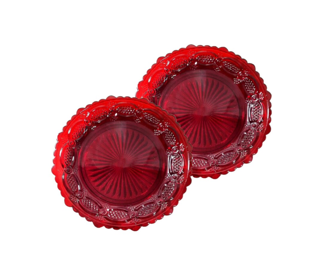 Vintage | Avon Cape Cod Ruby Red Glass Colored Plates Salad Plate 7.5in ...