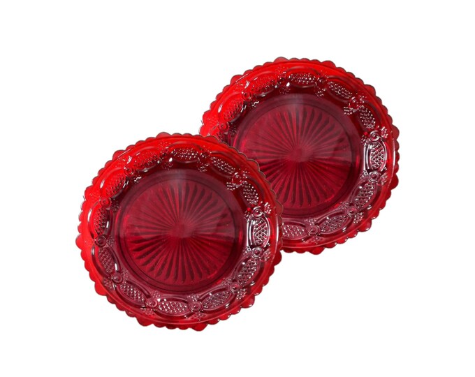 Vintage | Avon Cape Cod Ruby Red Glass Colored Plates Salad Plate 7.5in ...