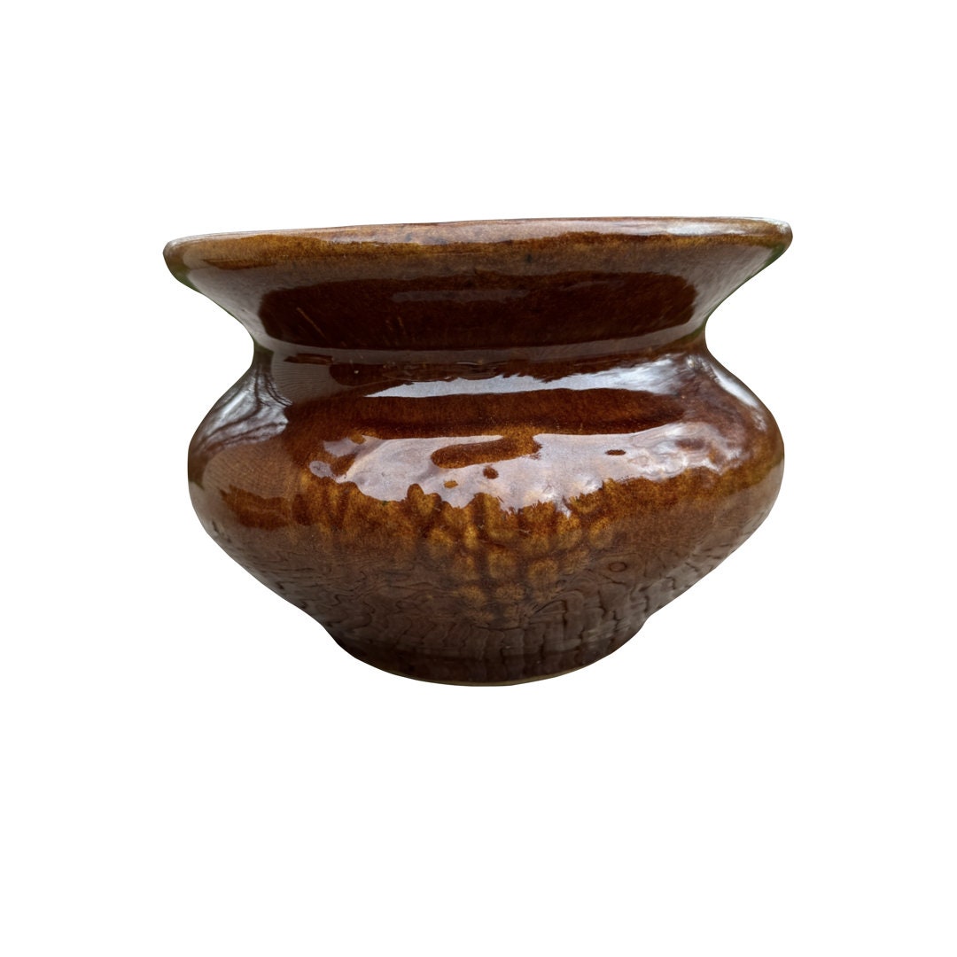 Vintage | Glazed Brown Pottery Vase Planter Mccoy Style - Etsy