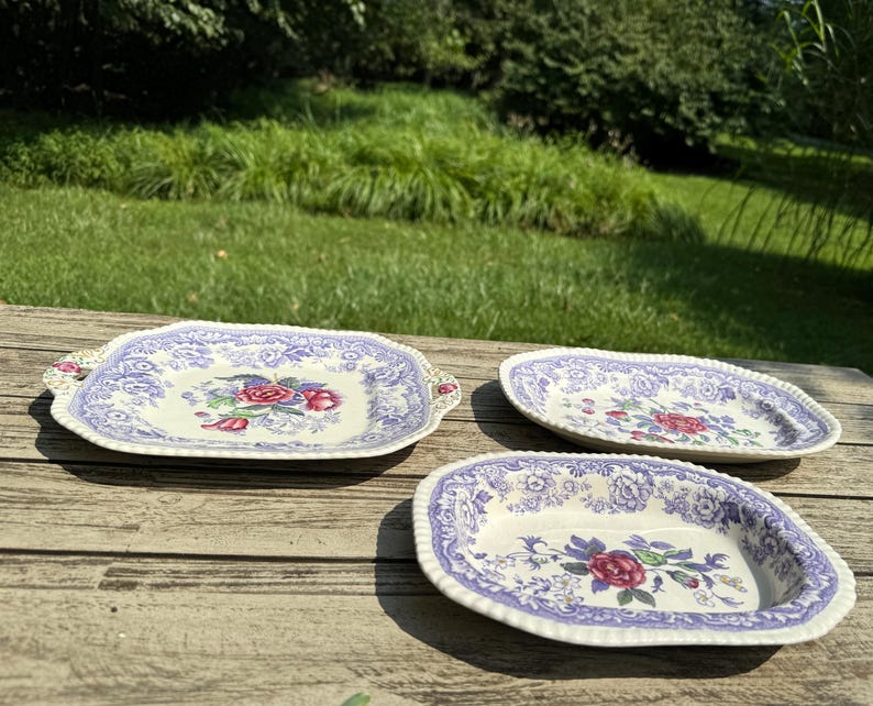 Vintage | Spode Copeland Mayflower England China Purple Pattern China ...