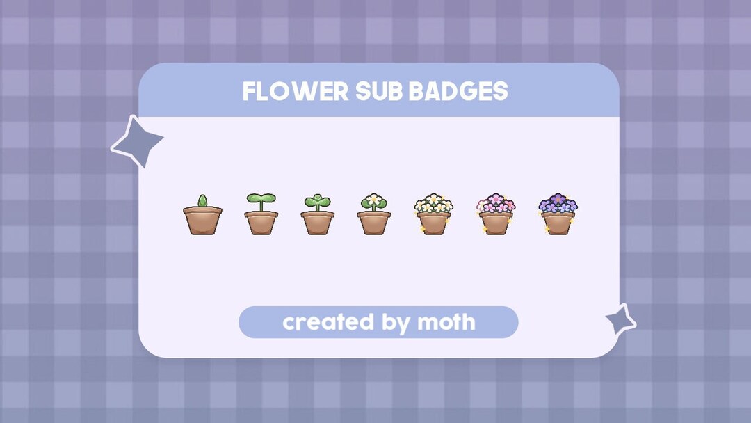 Sprout and Flower Sub Badges | Cute Twitch Loyalty Badges - Etsy