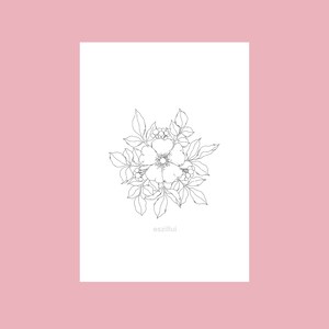 WILD ROSE FLOWER Adult Coloring Page Hand Drawn Digital Download - Etsy