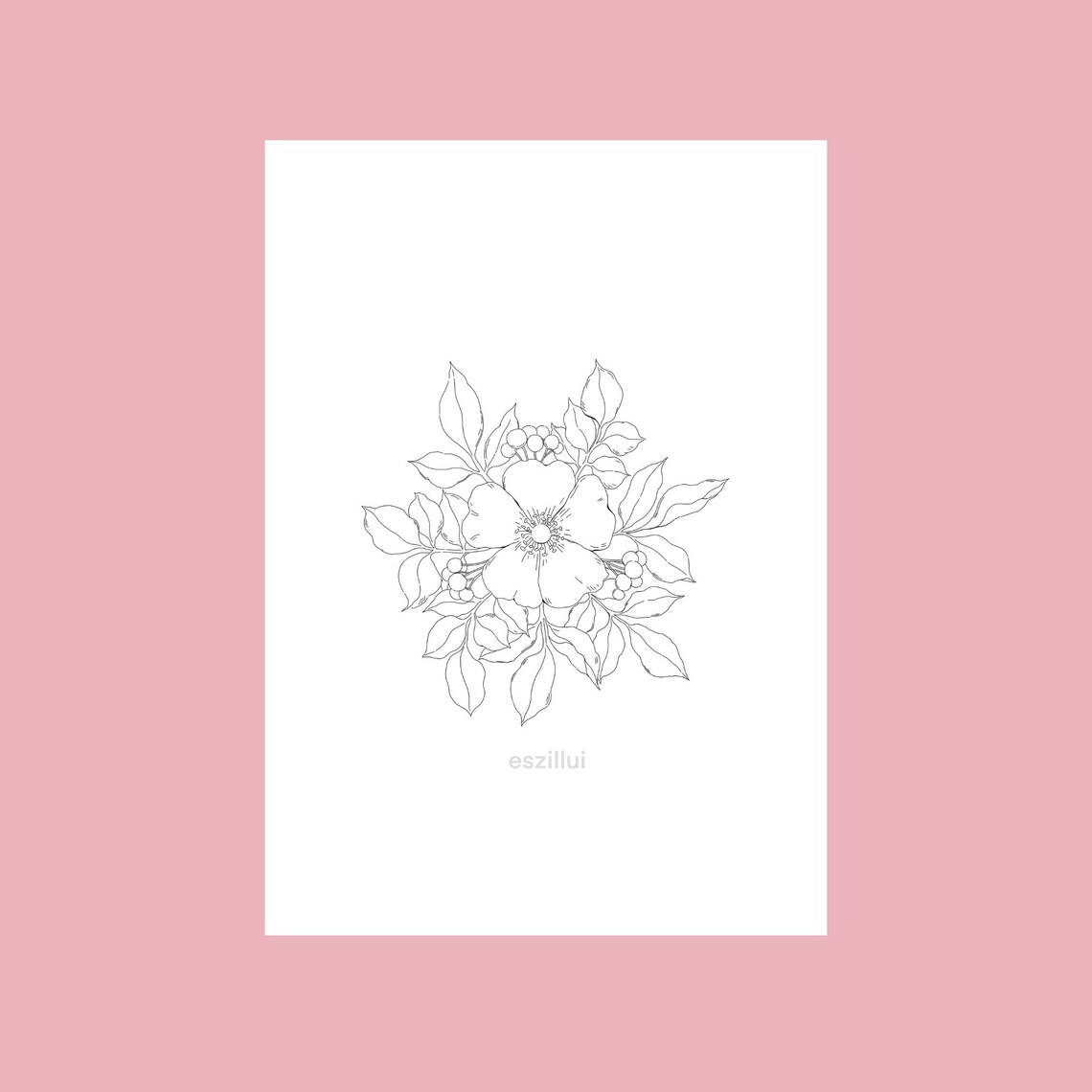 WILD ROSE FLOWER Adult Coloring Page Hand Drawn Digital Download - Etsy
