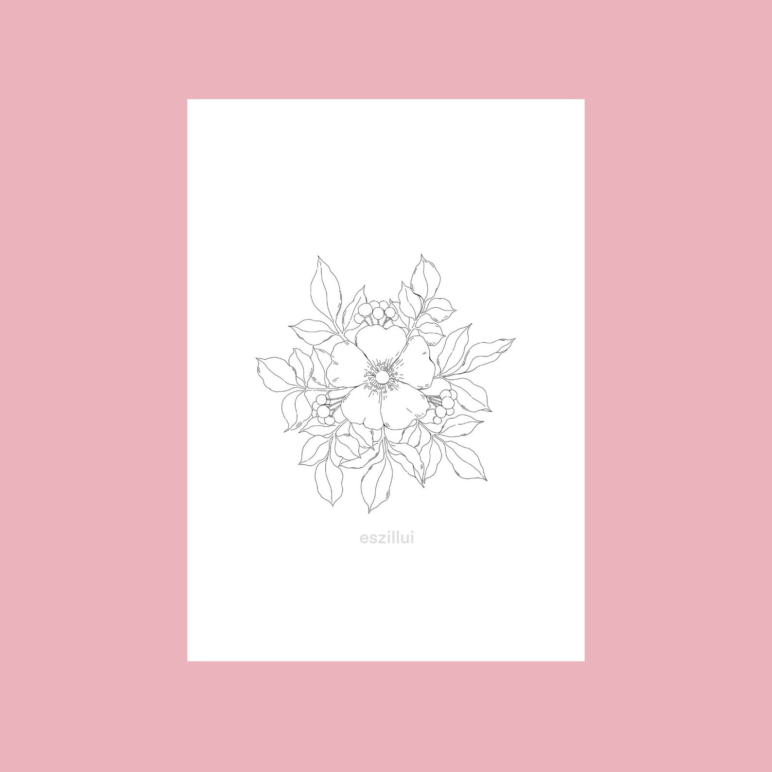 WILD ROSE FLOWER Adult Coloring Page Hand Drawn Digital Download - Etsy