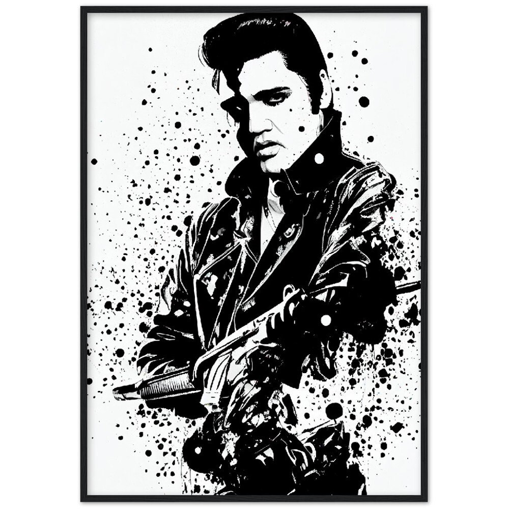 Elvis Presley Poster Black and White King Murals Living Room Gangster ...