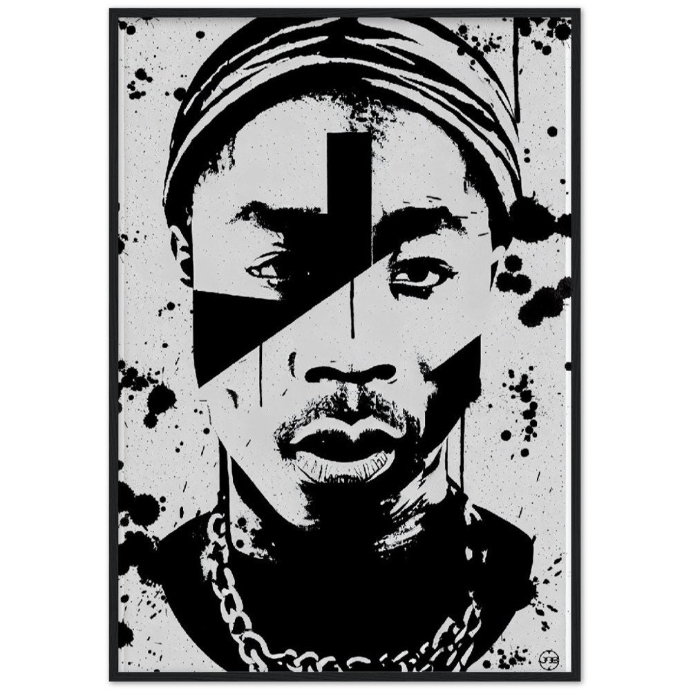 TUPAC POSTER FANTASY Poster Wall Art Black and White Wooden Framed ...
