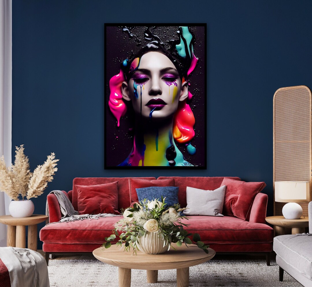 Beautiful Woman Poster With Frame Colors Beauty Acrylic Murals Living ...