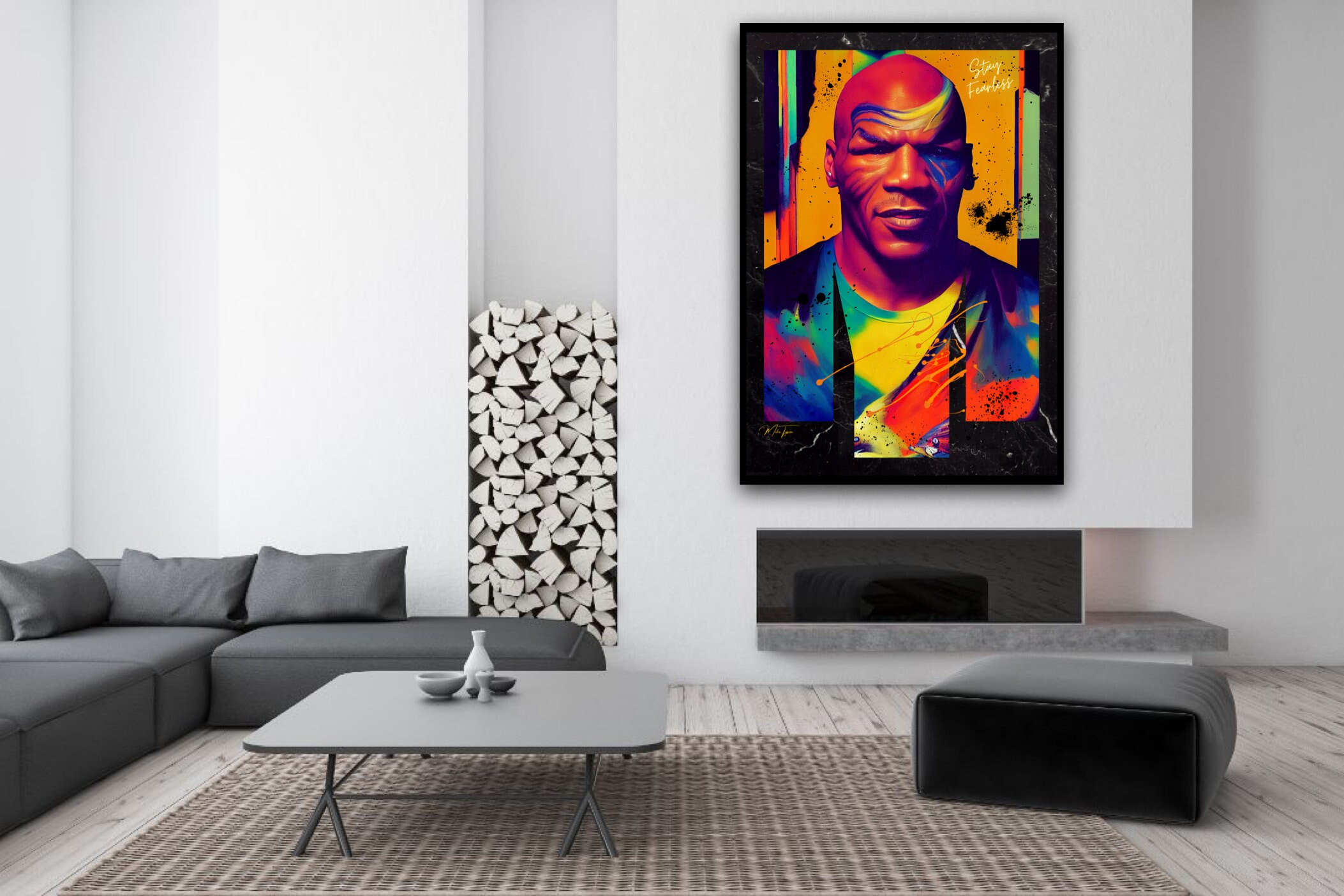 Mike Tyson Poster With Frame Mike Tyson Mural Wallart Wall Art Living ...