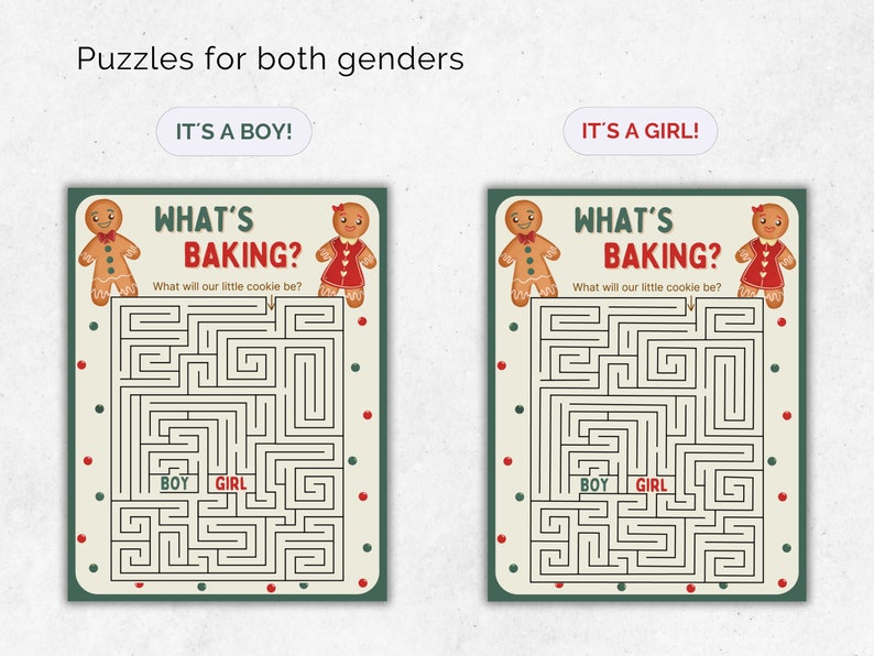 Christmas Gender Reveal Maze, Printable Boy or Girl Game, Whats Baking ...