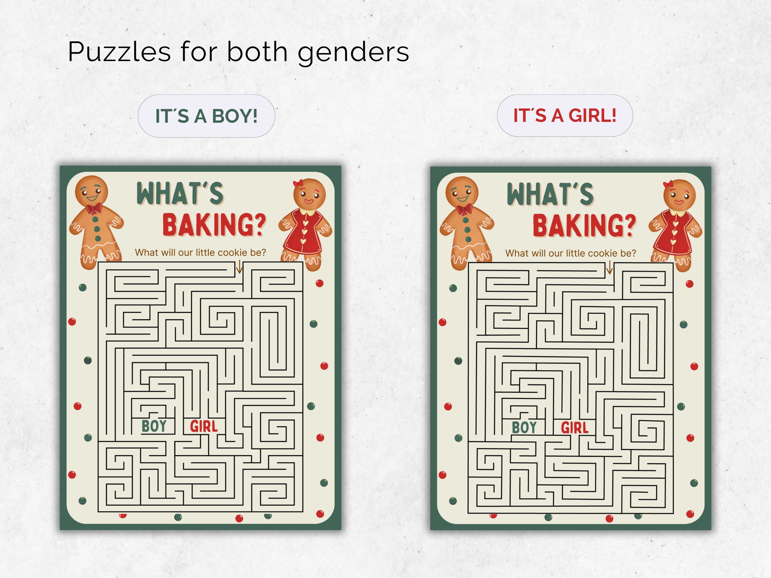 Christmas Gender Reveal Maze, Printable Boy or Girl Game, Whats Baking ...