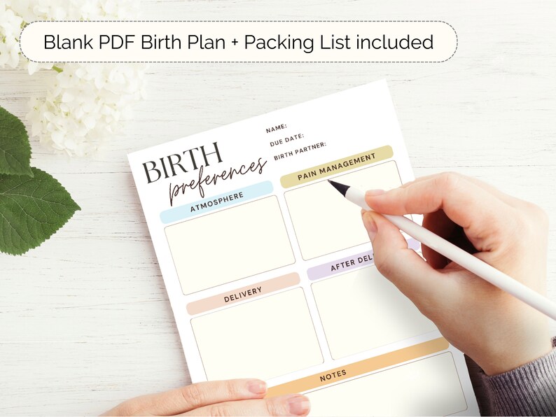 Editable Birth Plan Template: Hospital Packing List (digital Download ...