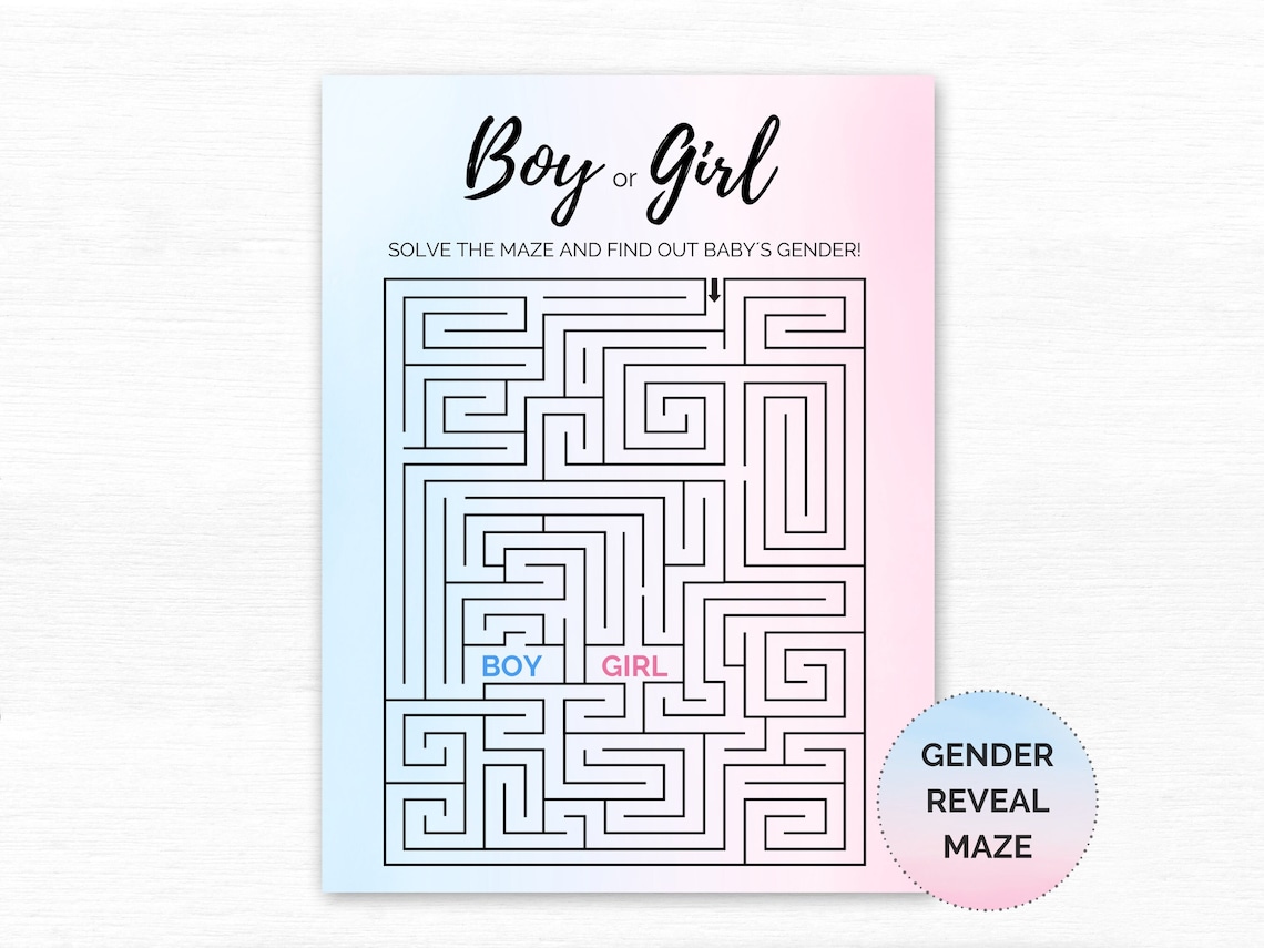 Gender Reveal Maze Game: Boy or Girl Baby Announcement (digital ...