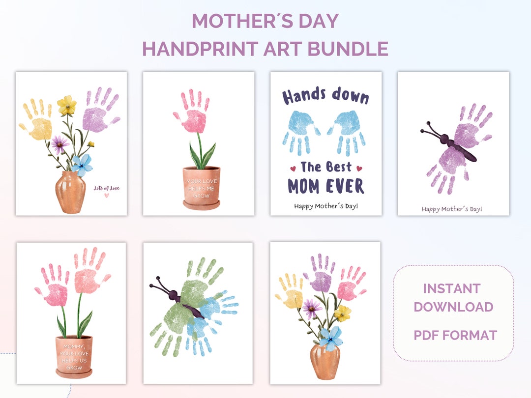 Handprint Art Bundle | Printable | Mom Craft Gift From Baby, Kids ...