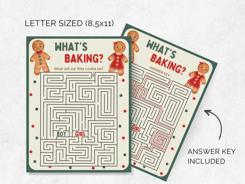 Christmas Gender Reveal Maze, Printable Boy or Girl Game, Whats Baking ...