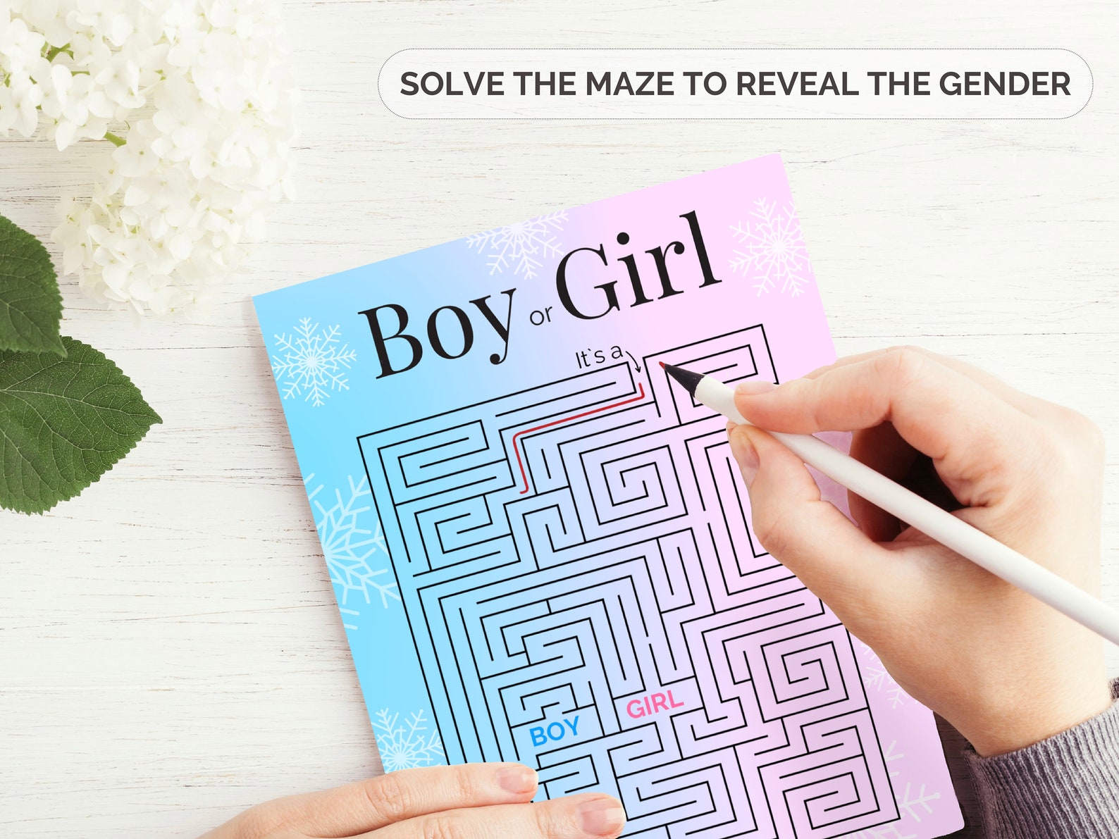 Boy or Girl Gender Reveal Maze Game, Printable Labyrinth Game, Gender ...