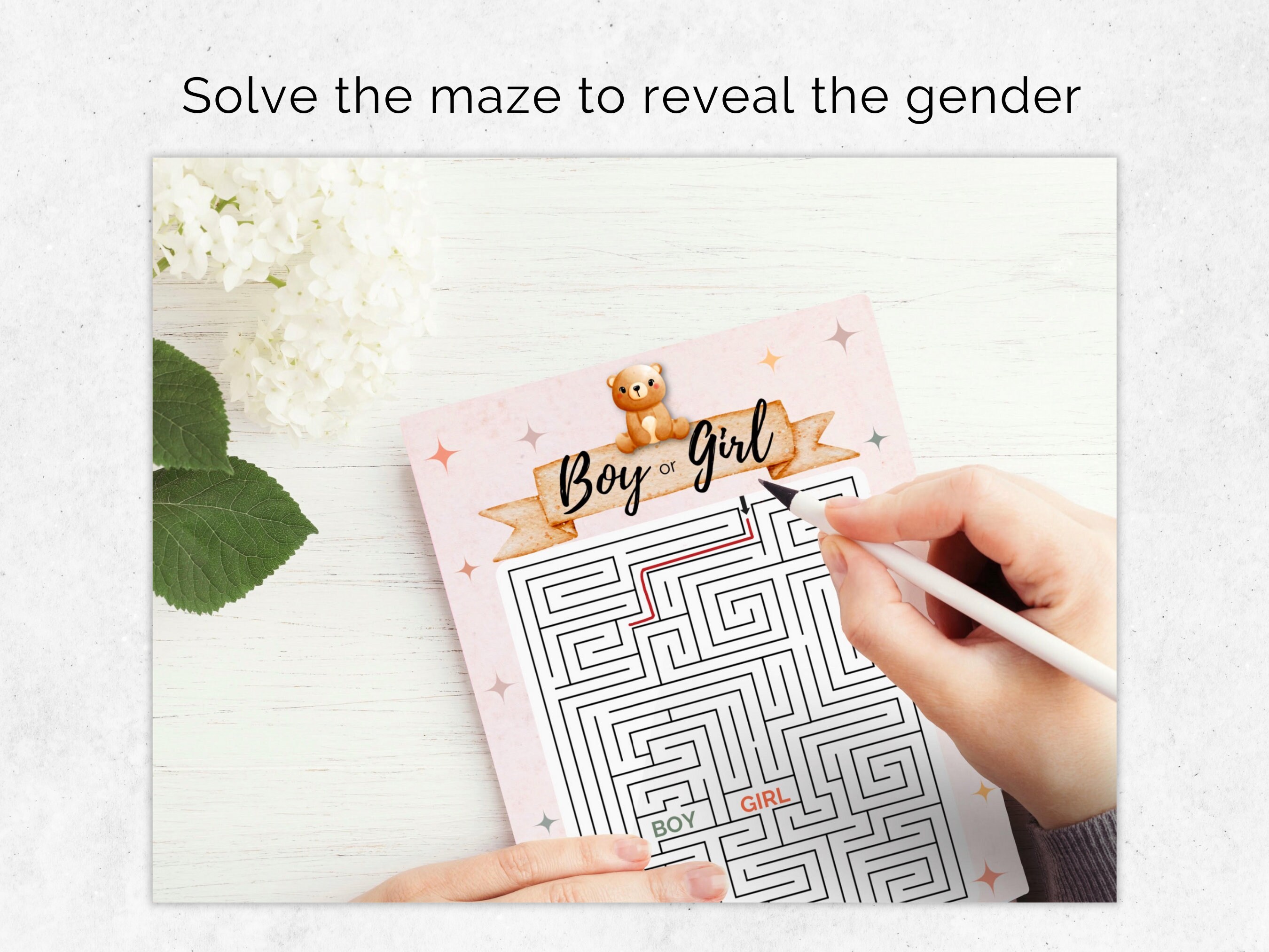 Boy or Girl Gender Reveal Maze Game, Boho Gender Reveal Labyrinth ...