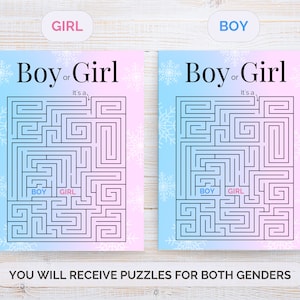 Boy or Girl Gender Reveal Maze Game, Printable Labyrinth Game, Gender ...
