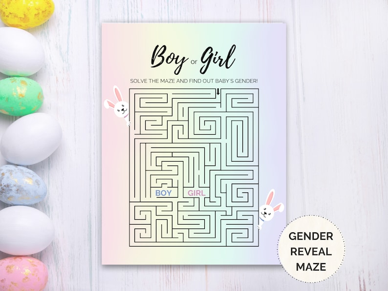 Gender Reveal Maze Game, Gender Reveal Labyrinth, Spring Gender Reveal ...