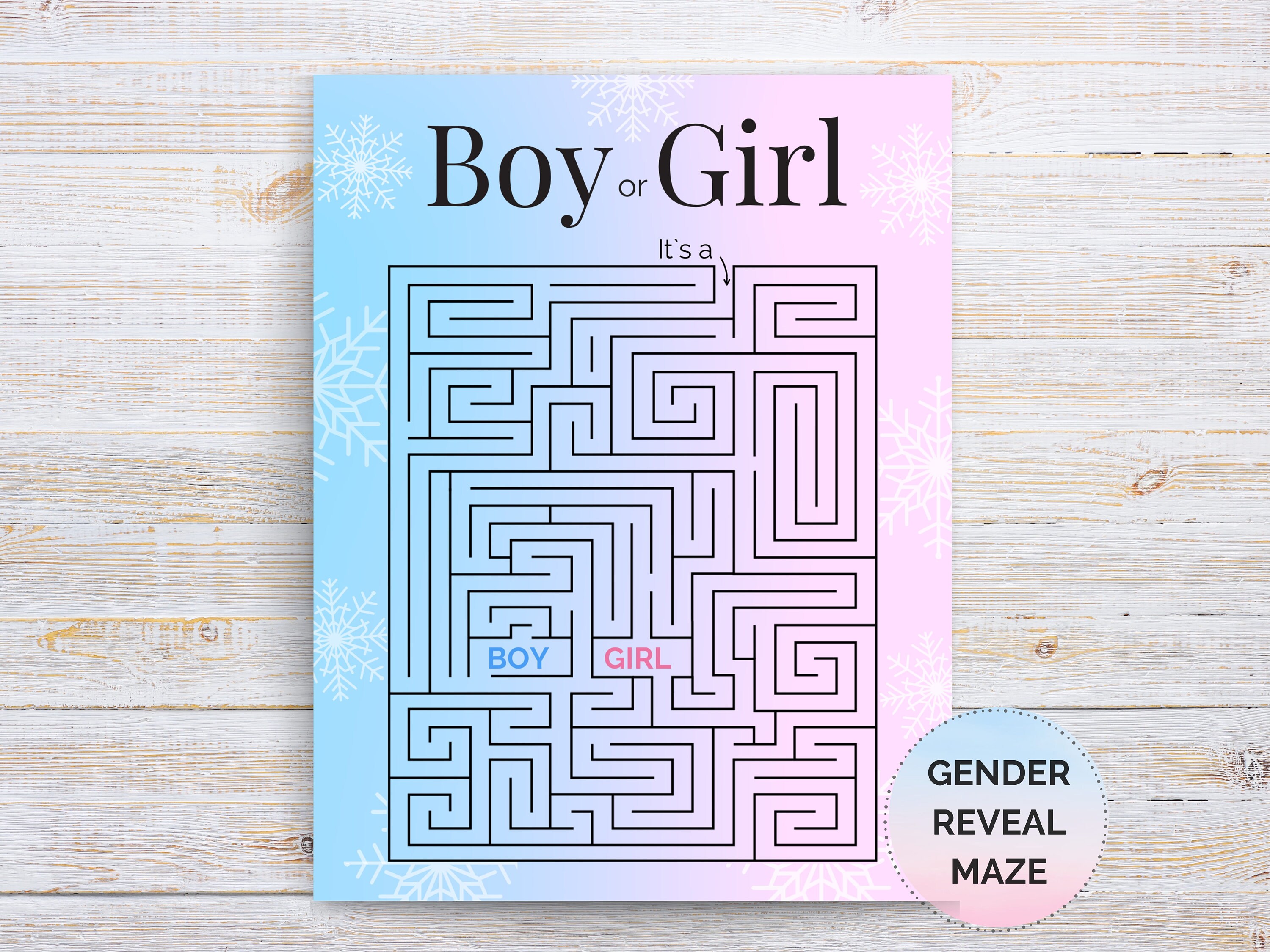 Boy or Girl Gender Reveal Maze Game, Printable Labyrinth Game, Gender ...