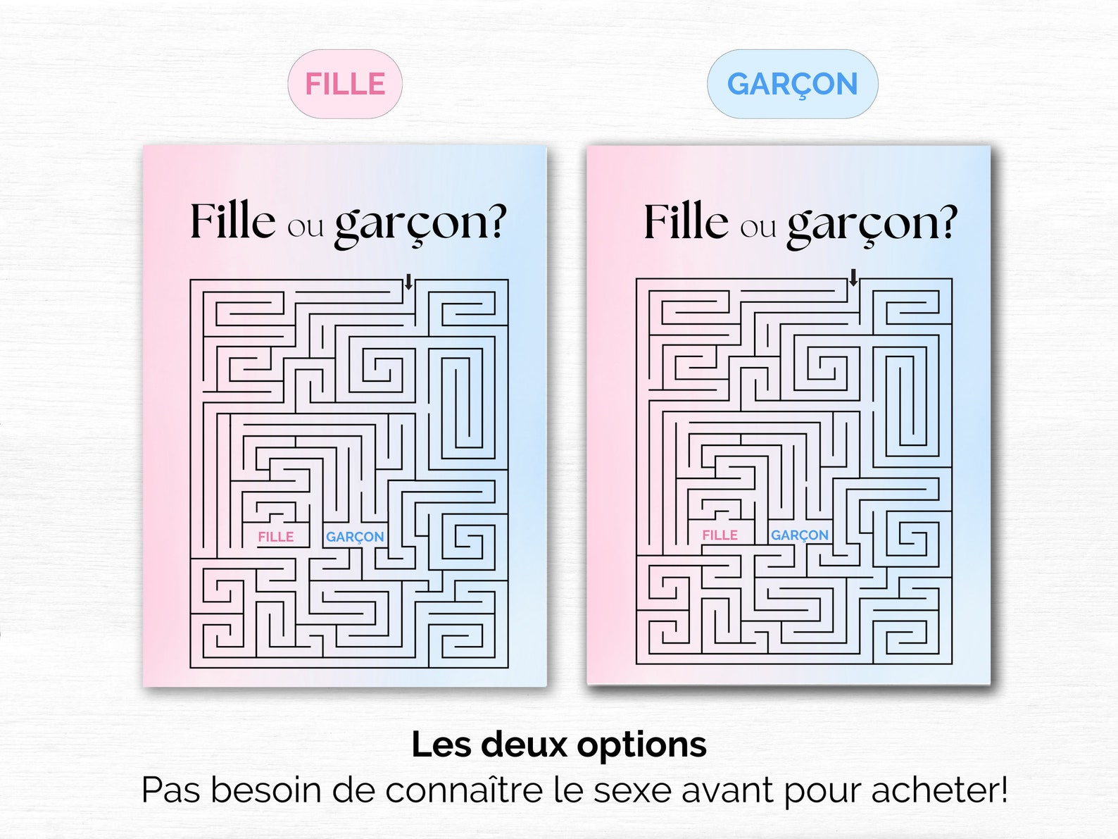 Gender Reveal Maze in French: Baby Shower Game, Girl or Boy (PDF) - Etsy