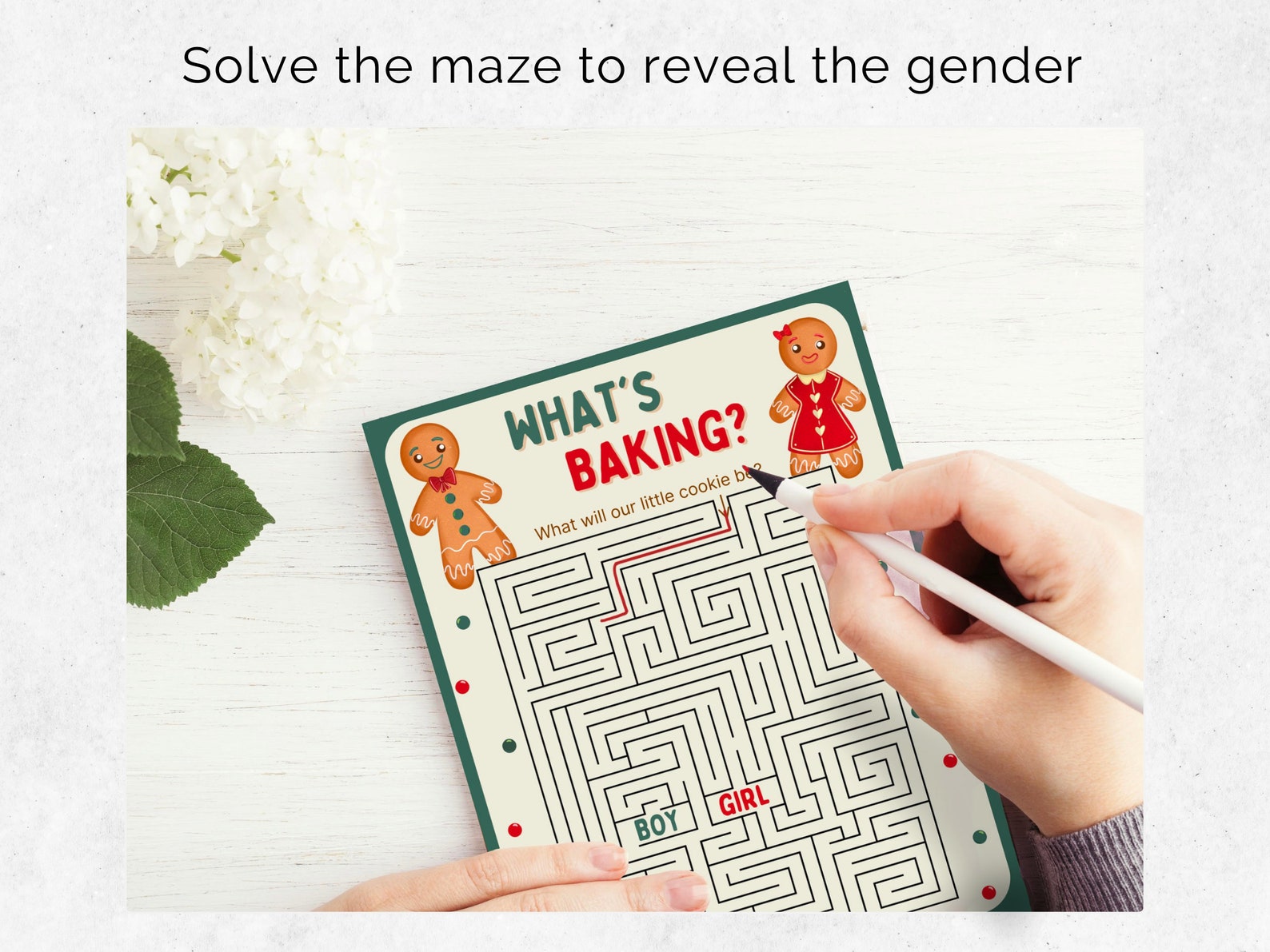 Christmas Gender Reveal Maze, Printable Boy or Girl Game, Whats Baking ...