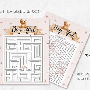 Boy or Girl Gender Reveal Maze Game, Boho Gender Reveal Labyrinth ...