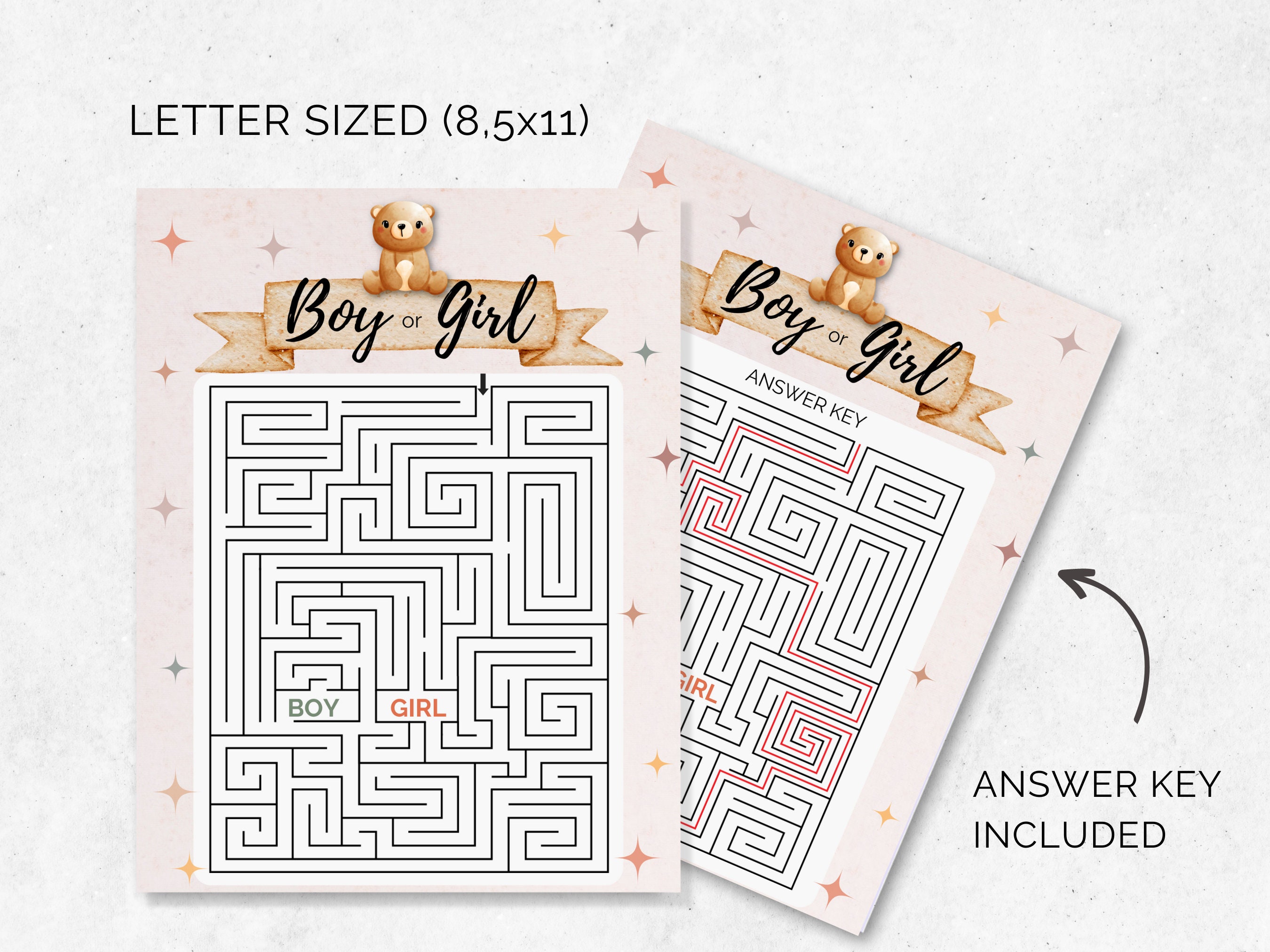 Boy or Girl Gender Reveal Maze Game, Boho Gender Reveal Labyrinth ...