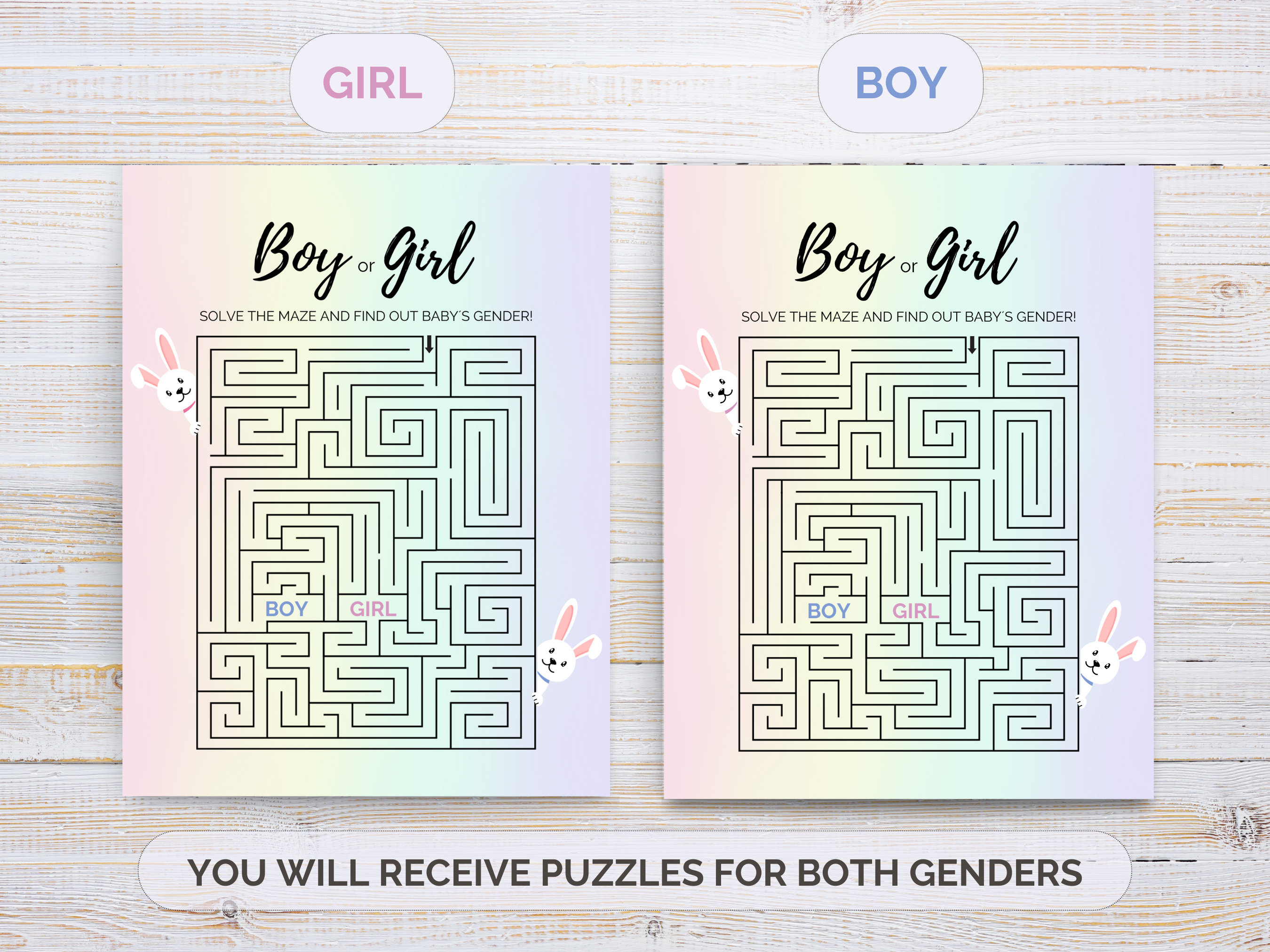 Boy or Girl Gender Reveal Maze Game, Gender Reveal Labyrinth, Gender Reveal Ideas, Printable ...