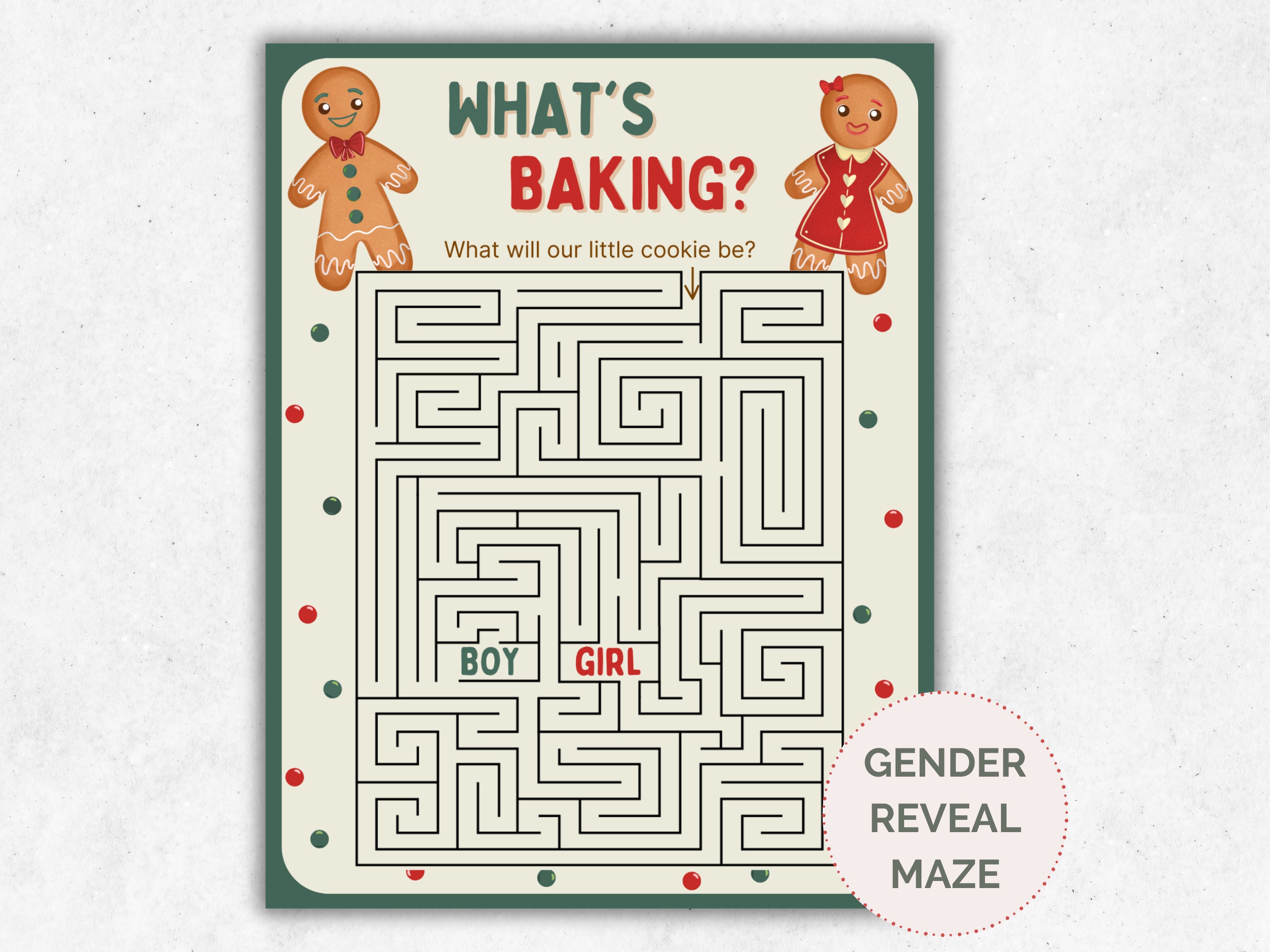 Christmas Gender Reveal Maze, Printable Boy or Girl Game, Whats Baking ...