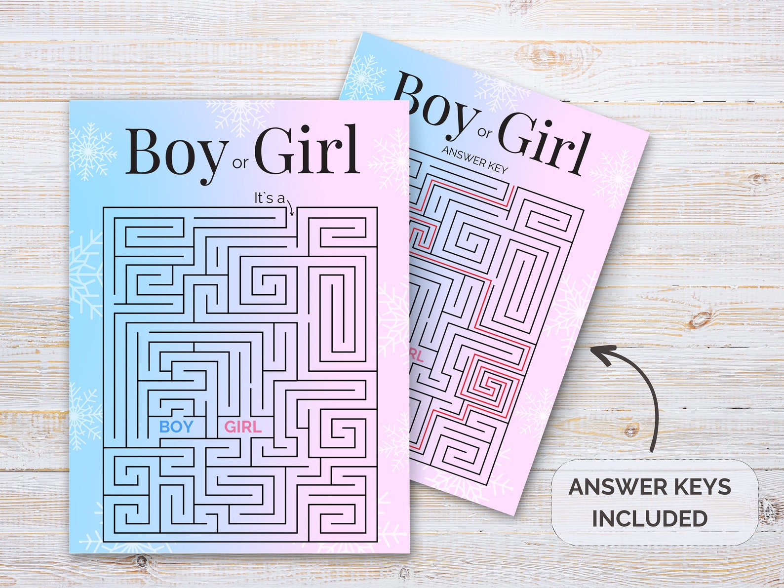 Boy or Girl Gender Reveal Maze Game, Printable Labyrinth Game, Gender ...